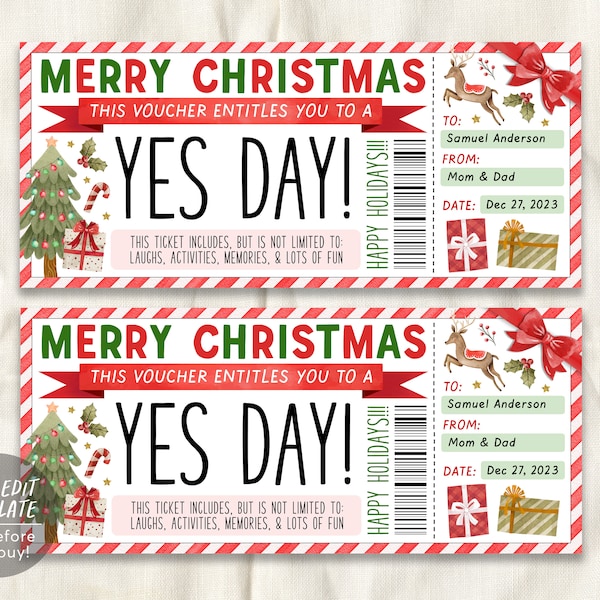 Yes Day Certificate - Etsy