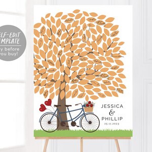 Editable Tree Wedding Guest Book Alternative Template, Tandem Bike ...