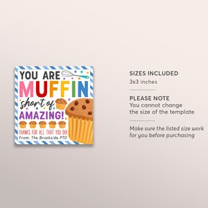 Muffin Gift Tag Editable Template, You Are Muffin Short of Amazing ...