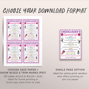 Cheer Survival Kit Gift Tags Editable Template, Cheerleader Gift Idea ...