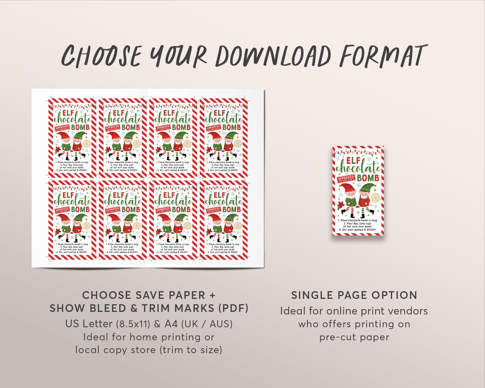 Elf Hot Chocolate Bomb Tags Editable Template, Elves Hot Cocoa Bomb ...