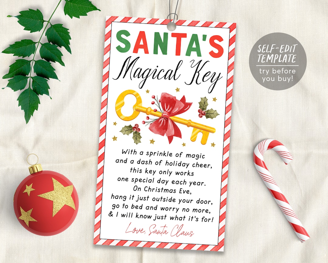 Santa's Magical Key Editable Template, Magic Key Tag No Chimney ...
