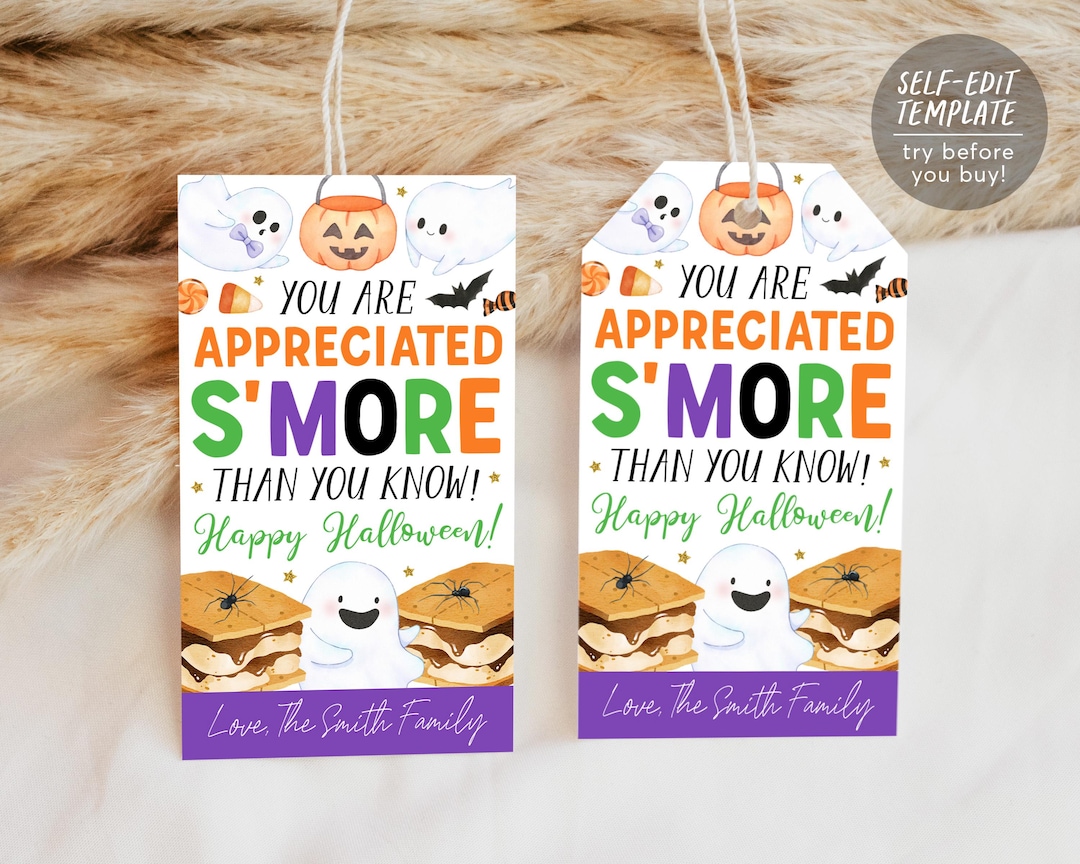 Halloween Smore Tag Editable Template, Appreciated Smore Than You Know ...