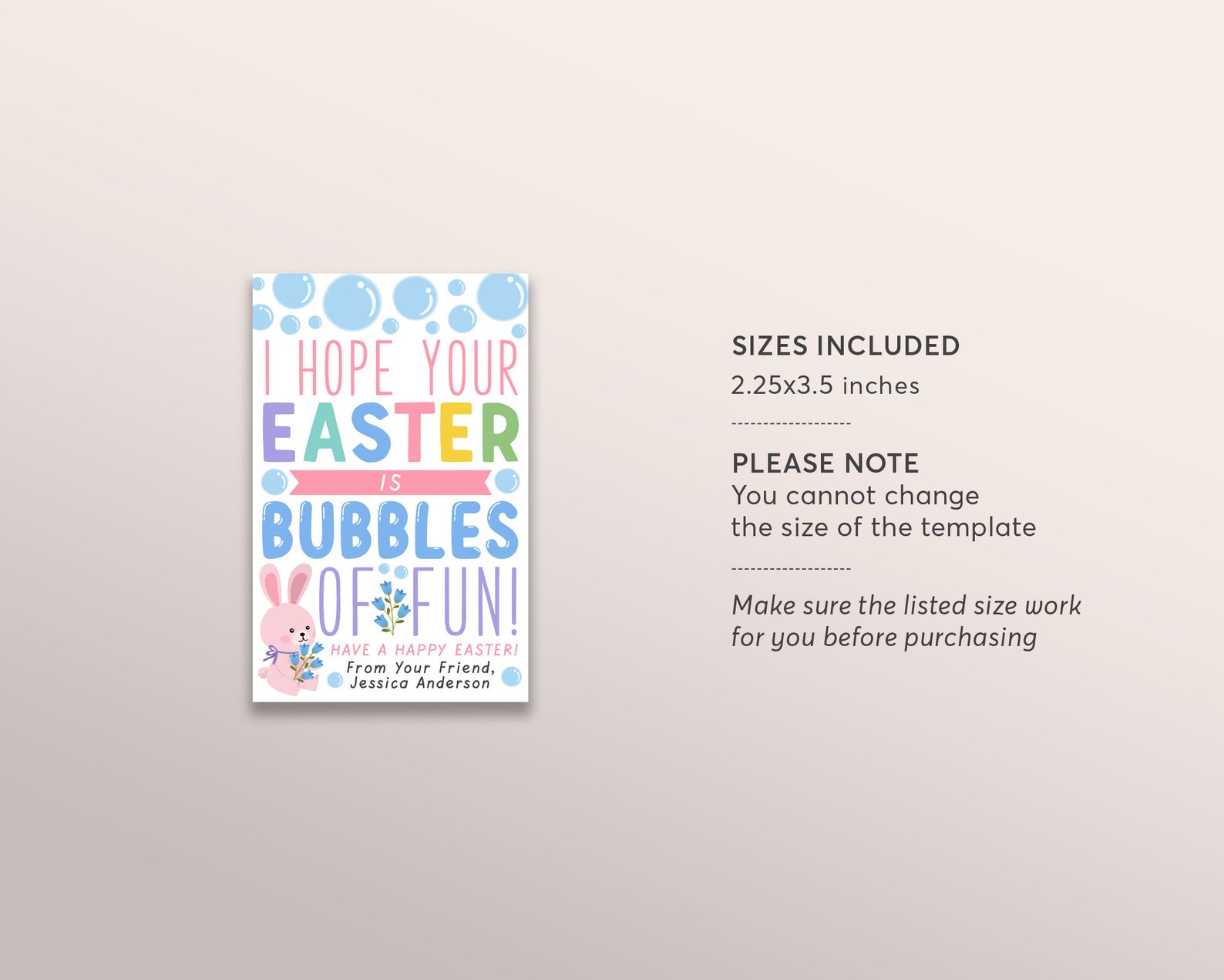 Easter Bubbles Gift Tag Editable Template, I Hope Your Easter is ...