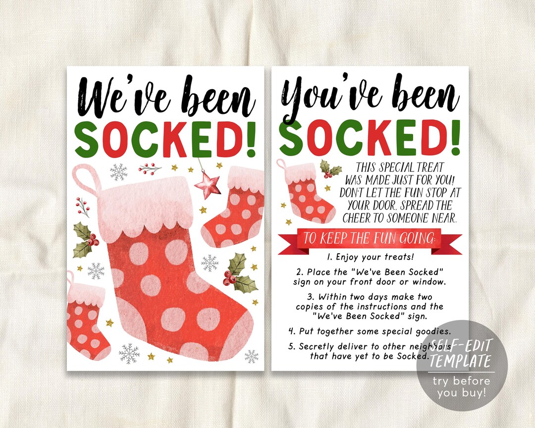We've Been Socked Game Editable Template, Christmas Stocking You've ...