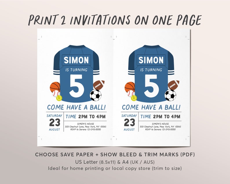 Editable Sports Birthday Invitation Template Sports Theme | Etsy