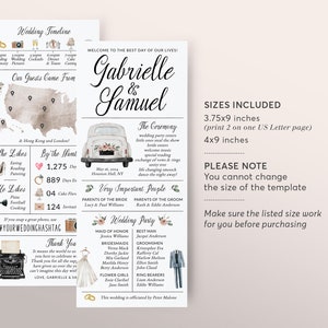 Infographic Wedding Program Editable Template, Watercolor Wedding Day ...