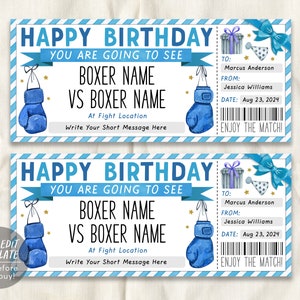 Boxing Ticket Gift Editable Template, Birthday Surprise Boxing Match Fight Voucher Gift ...