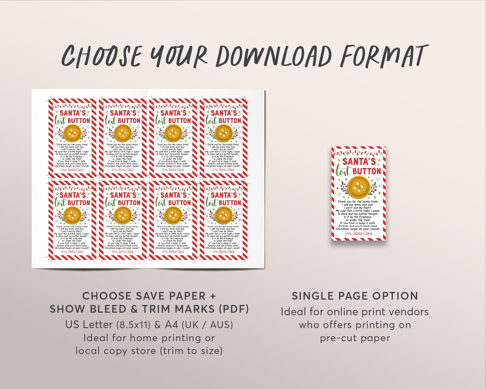 Santa's Lost Button Tag Editable Template Christmas Lost - Etsy
