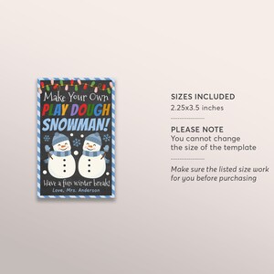 Make Your Own Play Dough Snowman Gift Tags Editable Template, Winter ...