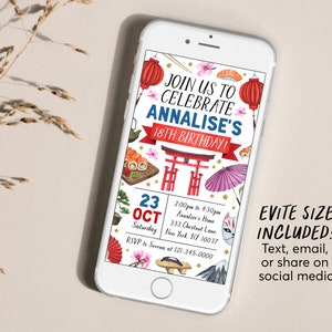 Japanese Themed Birthday Invitation Editable Template, Japanese Sushi ...