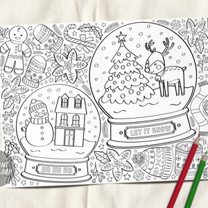 Christmas Coloring Page Set BUNDLE, Holiday Winter School Party Favor ...