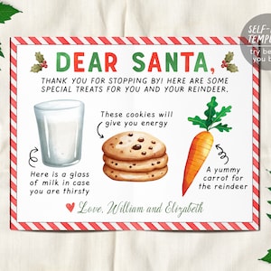 Santa Cookie Tray Placemat Editable Template, Cookies and Milk for ...