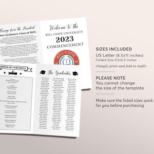Graduation Program Editable Template, Add Your Own Logo, Pamphlet ...