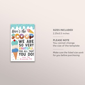 Ice Cream Thank You Gift Tags Editable Template, Here's the Scoop ...