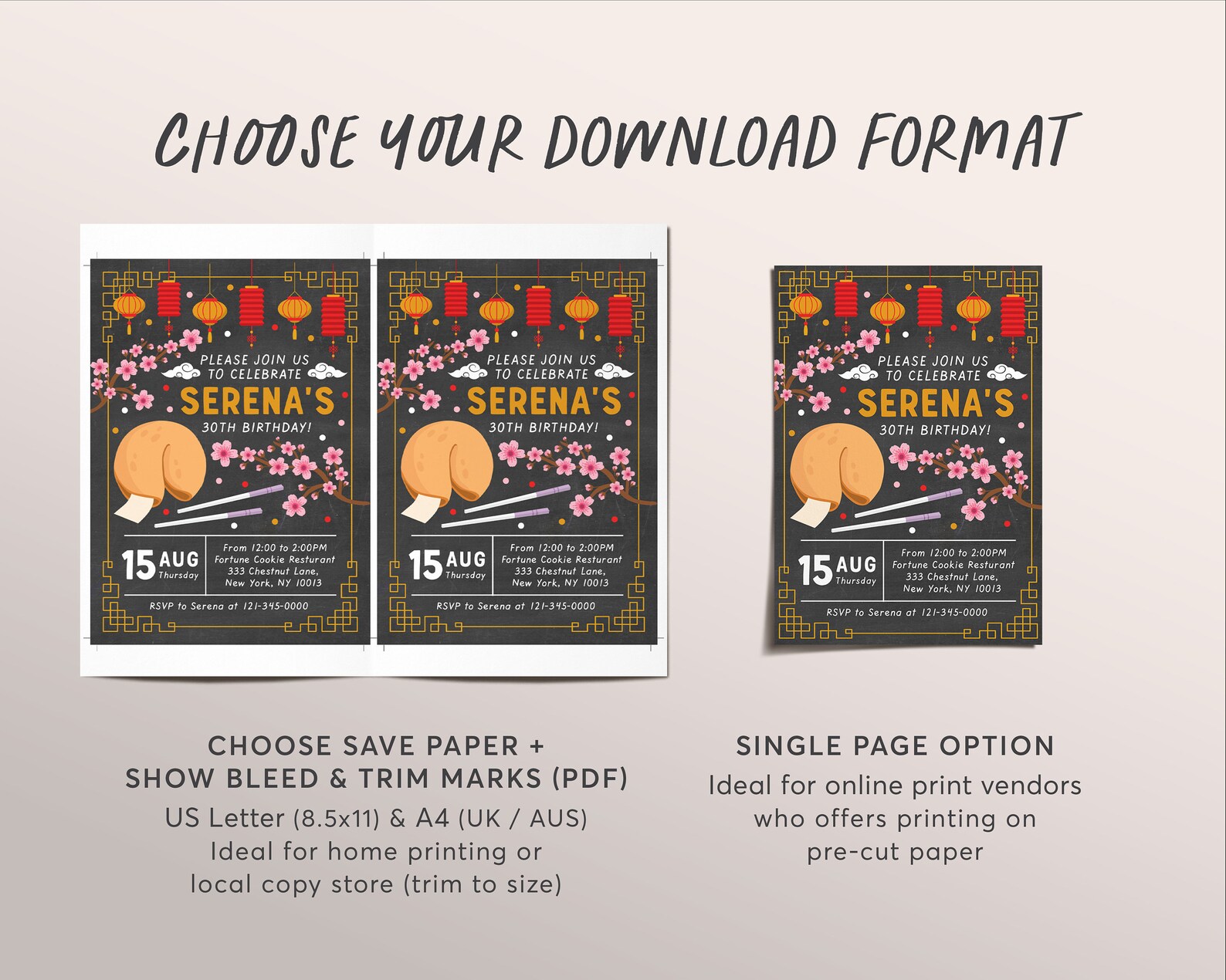 Chinese Restaurant Birthday Invitation Editable Template, Take Away ...