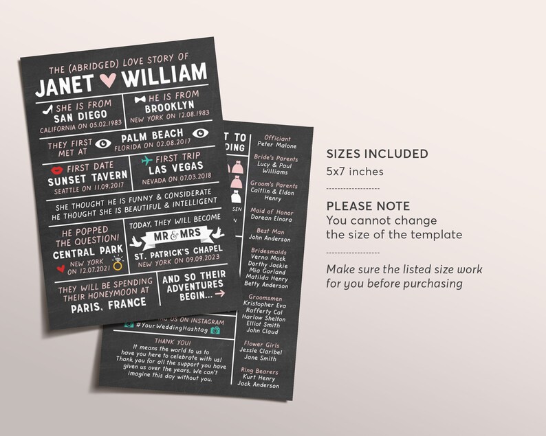 Editable Infographic Wedding Program Template Fun Rustic Barn - Etsy