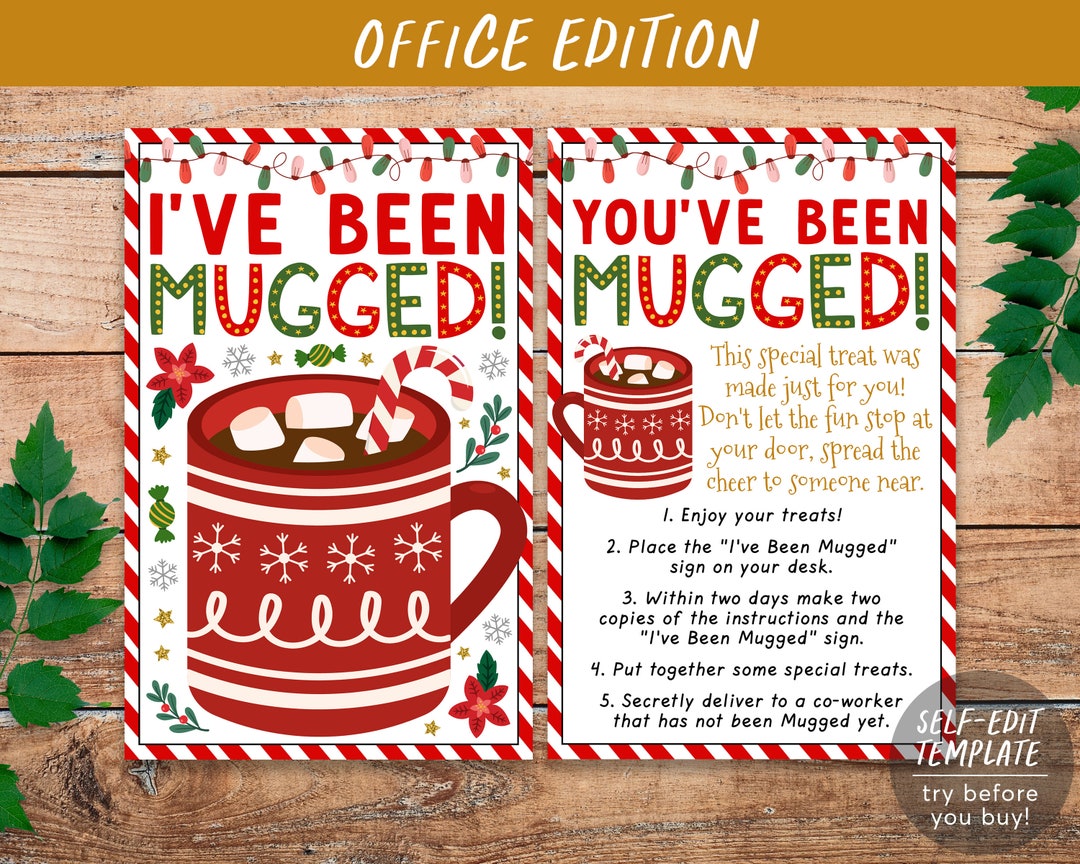 We've Been Mugged Christmas Coworker Office Party Game Editable ...