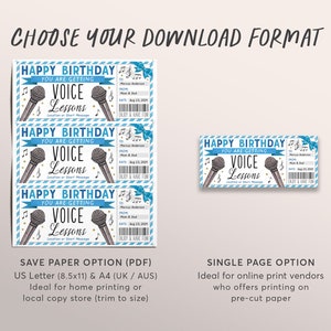 Voice Lessons Gift Certificate Editable Template, Birthday Singing ...