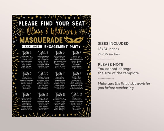 Masquerade Wedding Seating Chart Wedding Signs & Table Plan Ideas From