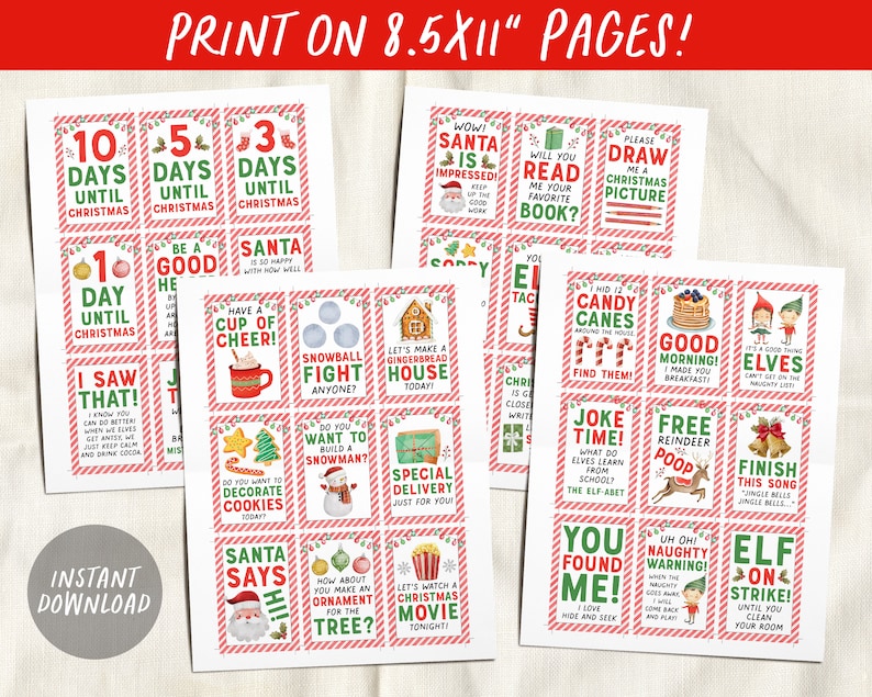 Elf Notes Cards Printable, 2x3 Mini Elf Note, Elves Santa Christmas ...