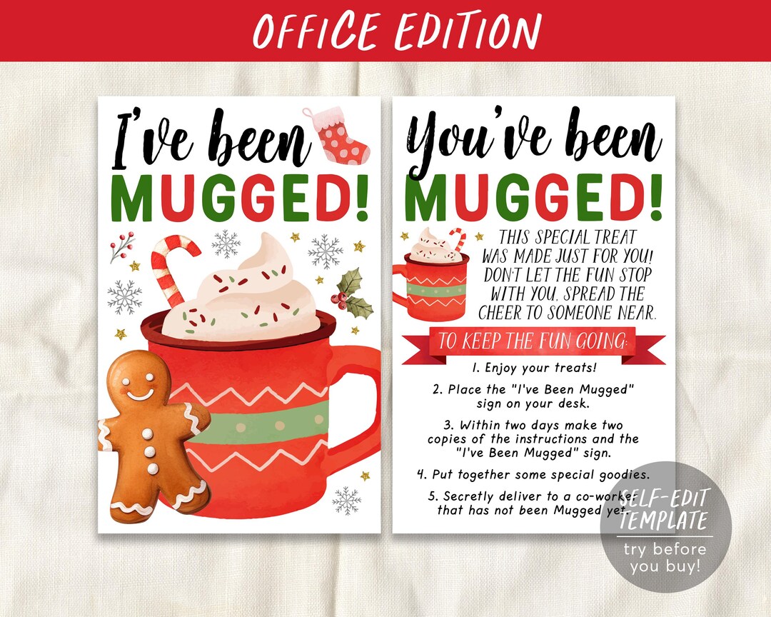 I've Been Mugged Coworker Game Editable Template, You've Been Mugged ...