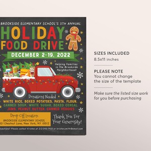 Holiday Food Drive Flyer Invitation Editable Template, Christmas Xmas ...