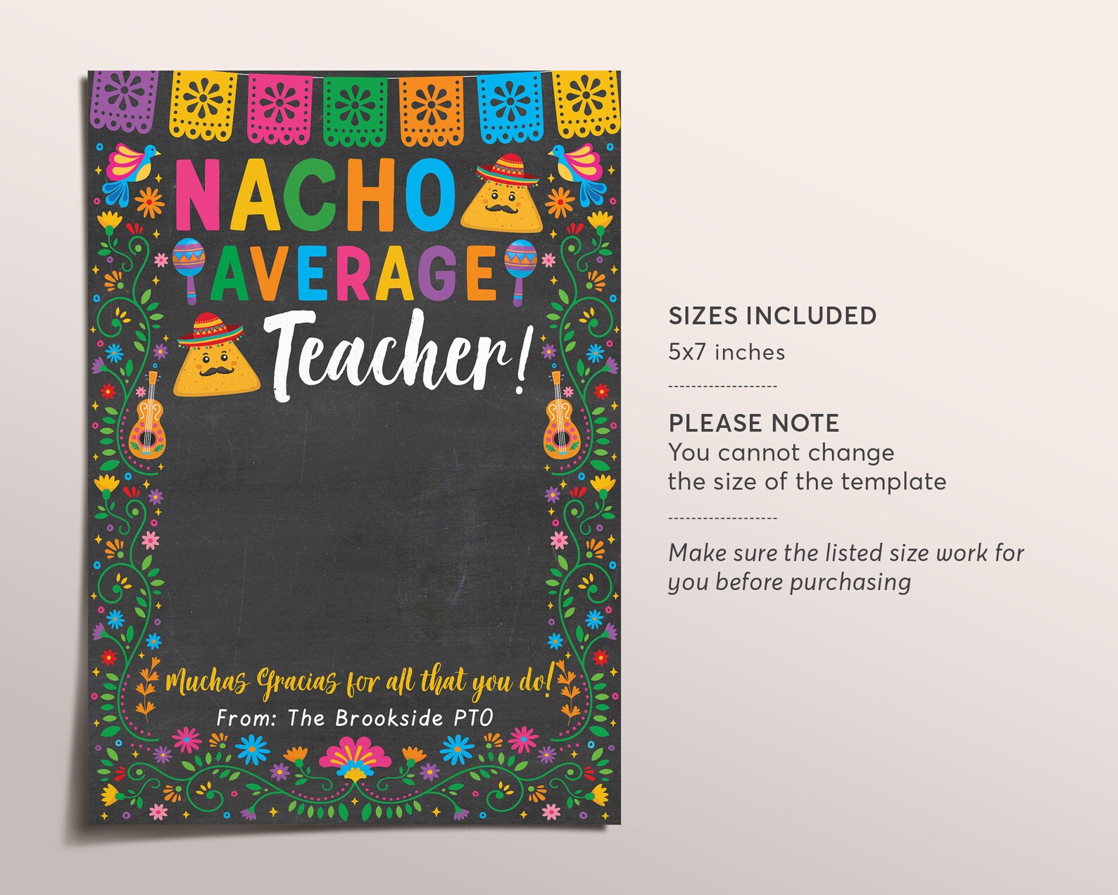 Nacho Average Teacher Gift Card Holder Editable Template - Etsy