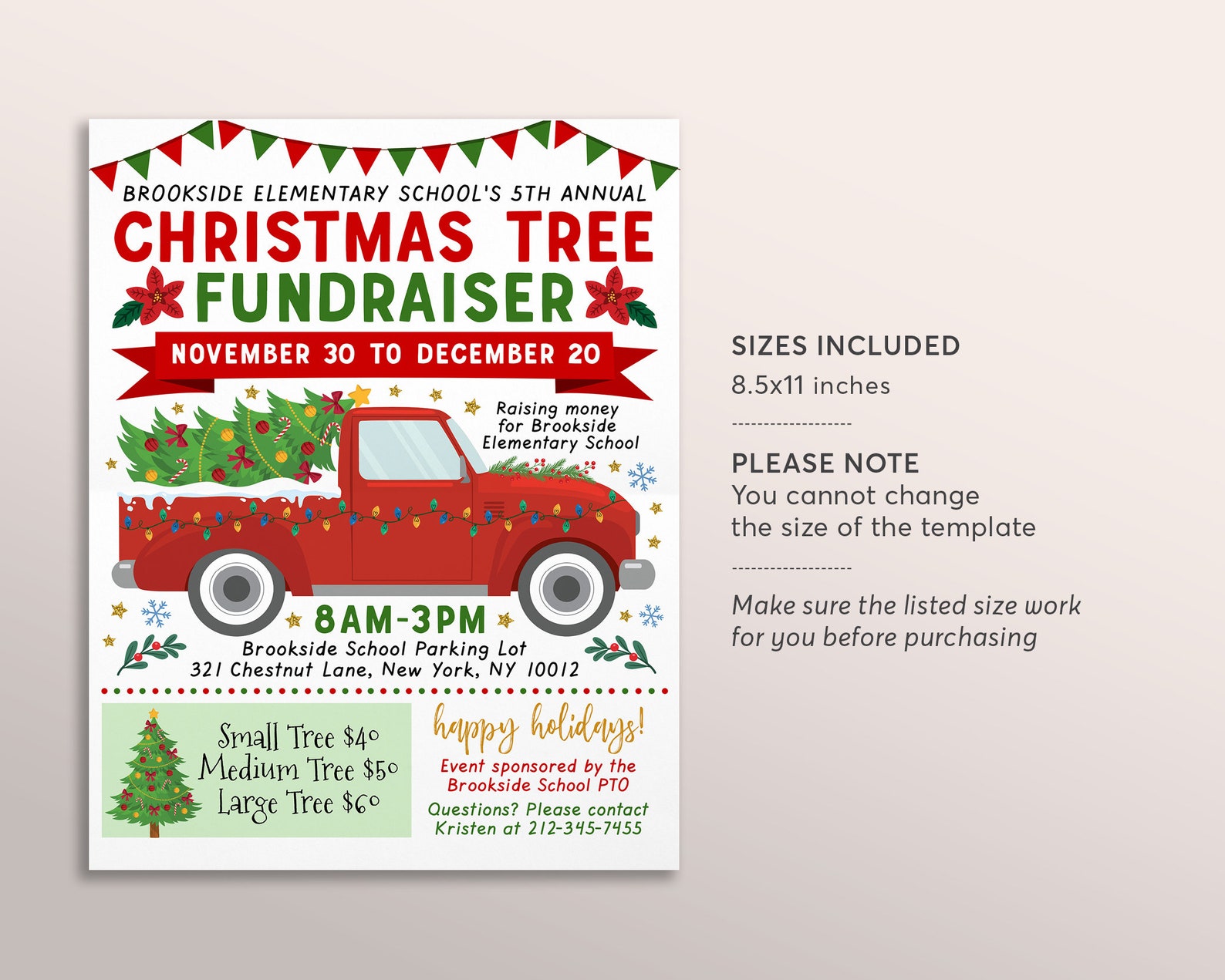 Christmas Tree Fundraiser Flyer Editable Template, Holiday Plant Sale ...