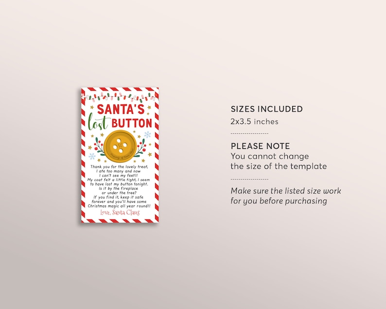 Santa's Lost Button Tag Editable Template Christmas Lost - Etsy