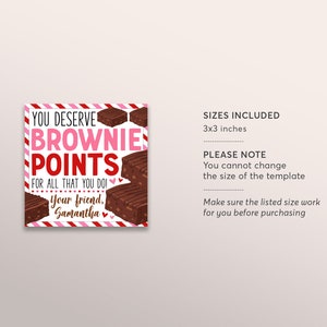 Valentine's Day Brownie Favor Tags Editable Template, You Deserve ...