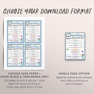 IT Professional Survival Kit Gift Tags Editable Template, National IT ...