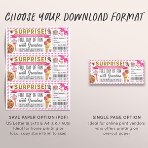 Fun Day Ticket Editable Template, Surprise Day of Fun With Grandma Gift ...