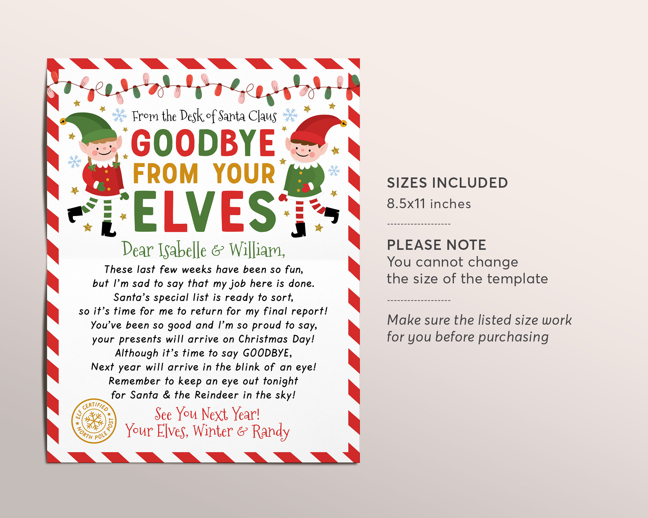 Goodbye Letter From Elves Editable Template, End of Christmas Farewell ...