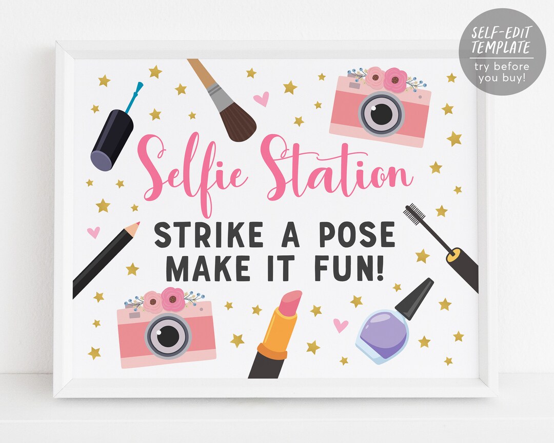Selfie Station Sign Printable, Strike a Pose Photo Booth, Oh Snap Sign ...