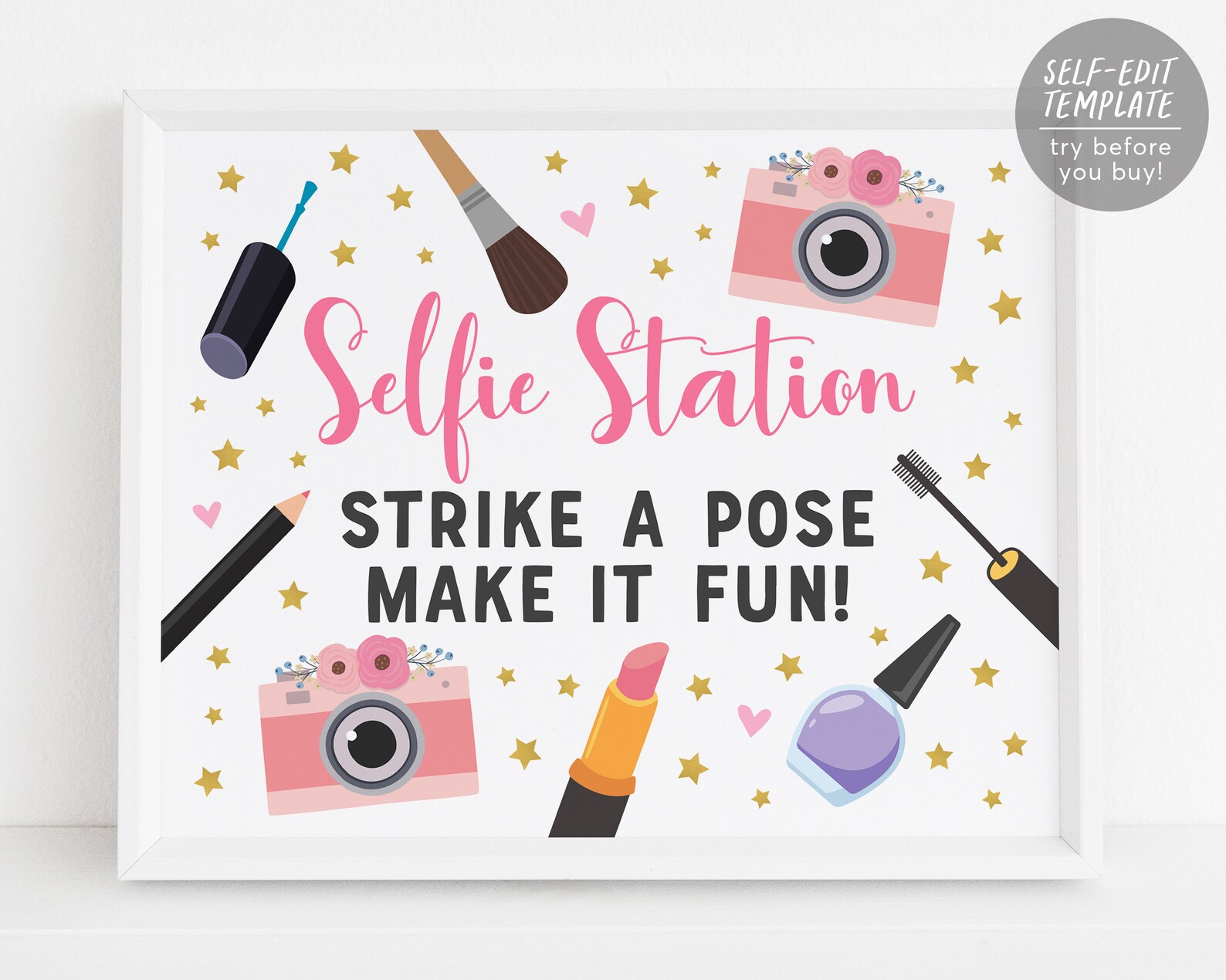 Selfie Station Sign Printable, Strike a Pose Photo Booth, Oh Snap Sign ...