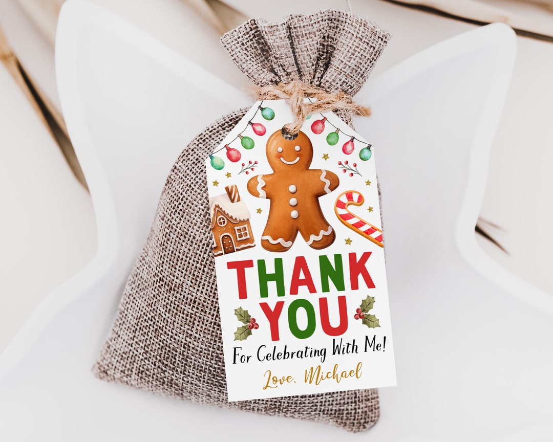 Gingerbread Birthday Party Favor Tags Editable Template, Christmas ...