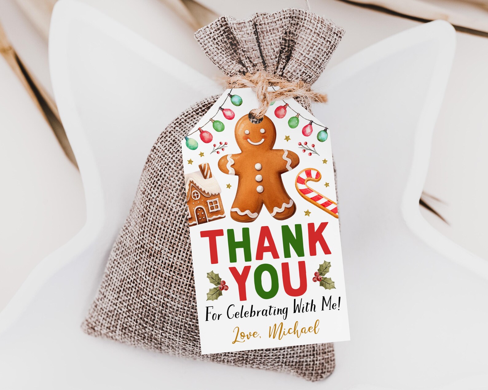 Gingerbread Birthday Party Favor Tags Editable Template, Christmas ...