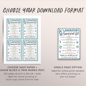 Laboratory Survival Kit Gift Tags Editable Template, Medical Lab Gifts ...