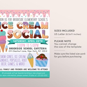 Ice Cream Social Flyer Editable Template, Teacher Appreciation Week ...