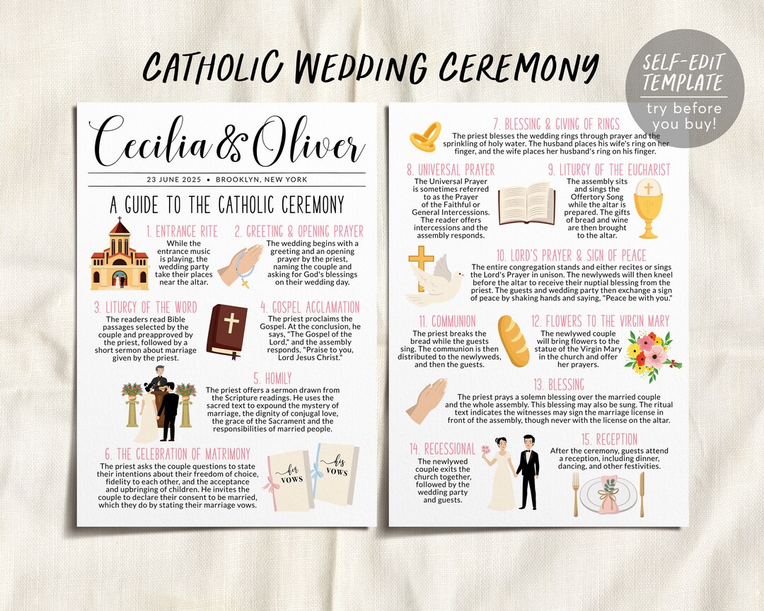 Catholic Wedding Program Editable Template, Catholic Ceremony Guide ...