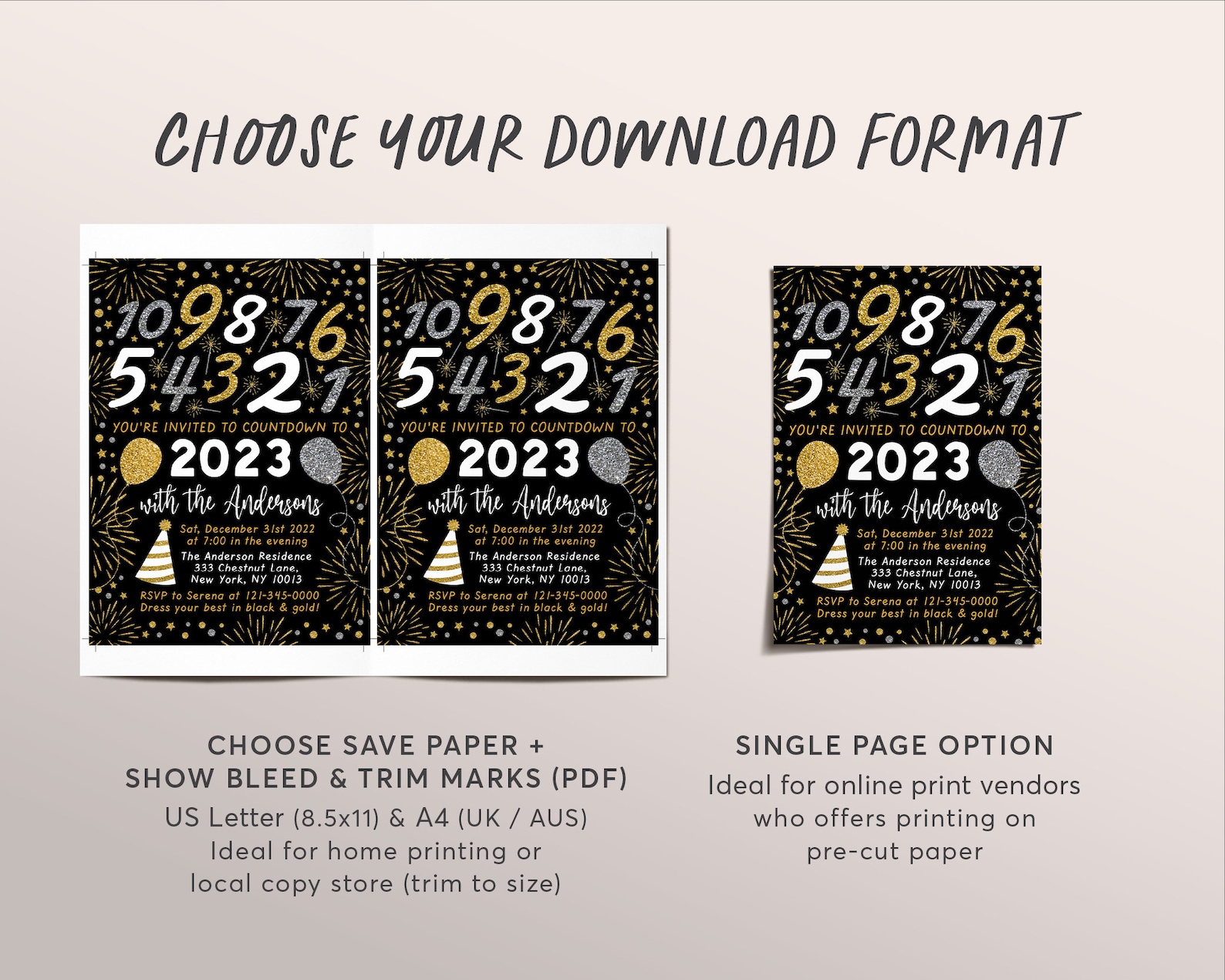 New Years Eve Countdown Party Invitation Editable Template - Etsy