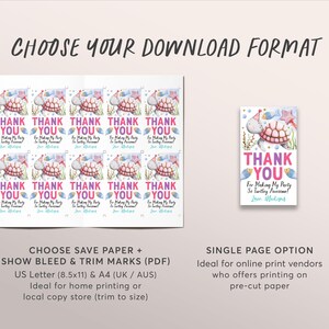Turtle Birthday Party Favor Tags Editable Template, Girl Turtley ...