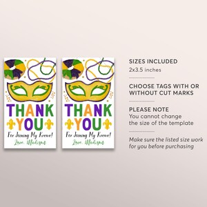 Mardi Gras Birthday Party Favor Tags Editable Template, Fat Tuesday ...