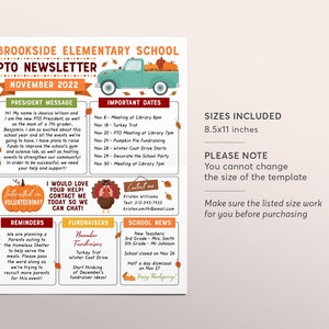November PTO PTA Newsletter Flyer Editable Template Back to - Etsy