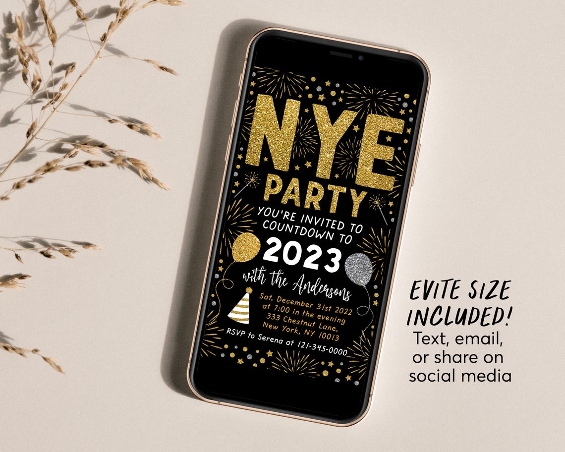NYE Party Invitation Editable Template New Years Eve Bash for - Etsy