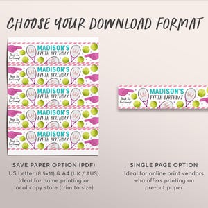 Tennis Water Bottle Labels Editable Template, Tennis Ball Party Theme ...