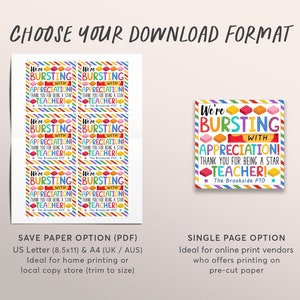 Bursting With Excitement Teacher Appreciation Gift Tag Editable ...