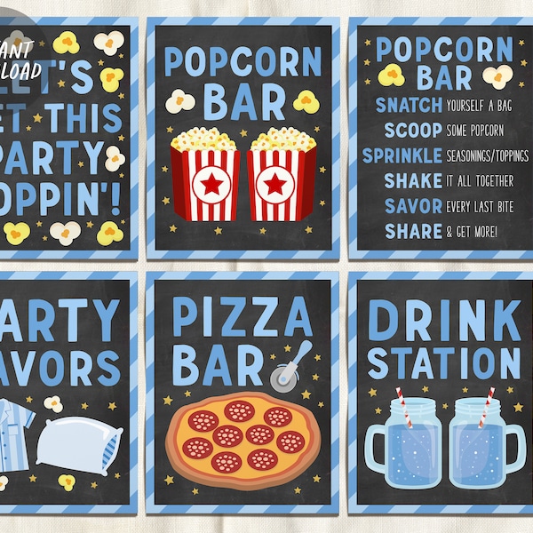 Popcorn Bar Chalkboard Signs - Etsy