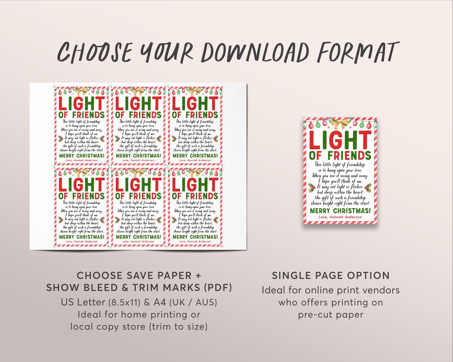 Light of Friends Card Poem Editable Template, Light of Friendship ...